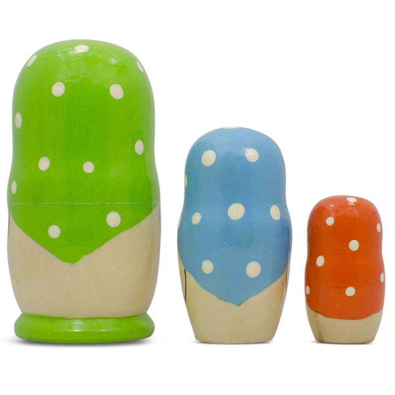 Set of 3 Green Blue and Orange Nesting Doll 4 Inches